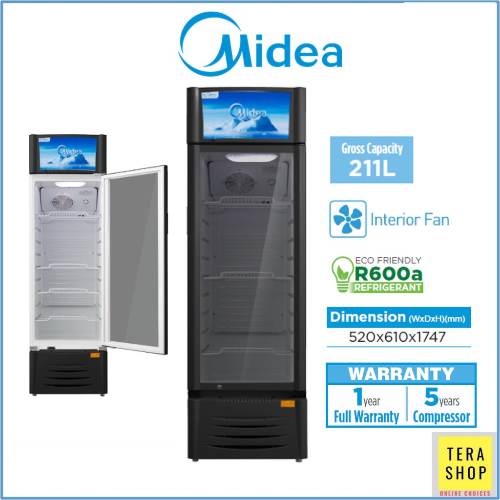 Midea MDRZ302FGG30 Gross 211L Showcase Chiller / Refrigerator / Fridge ...