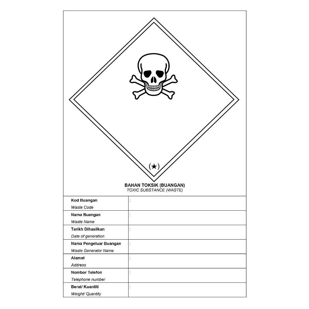 SCHEDULED WASTE LABEL DWIBAHASA BUANGAN TERJADUAL PRINTABLE | Shopee ...