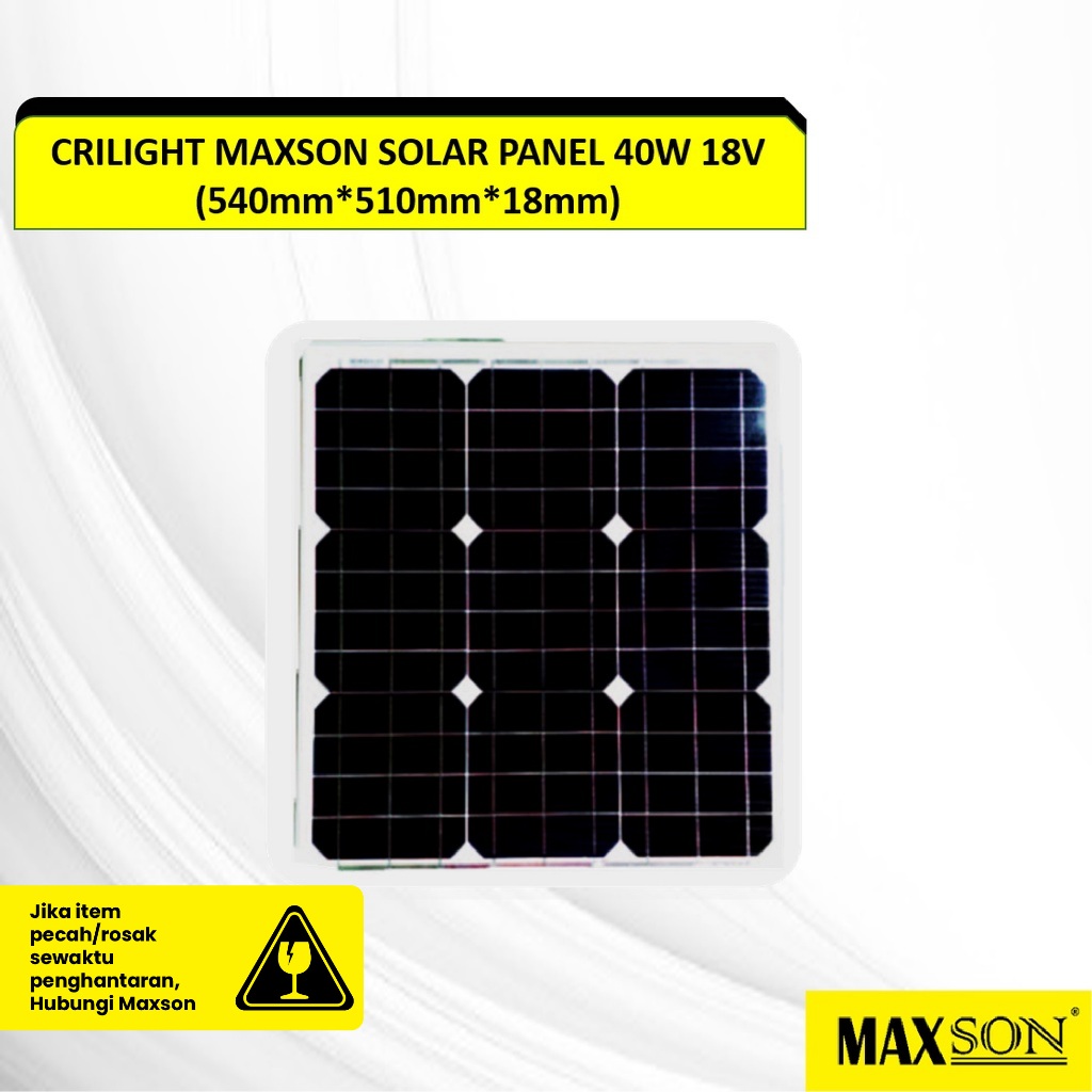 MAXSON Papan Solar Panel Monocyystalline 40Watt 18Volt Tenaga Suria ...