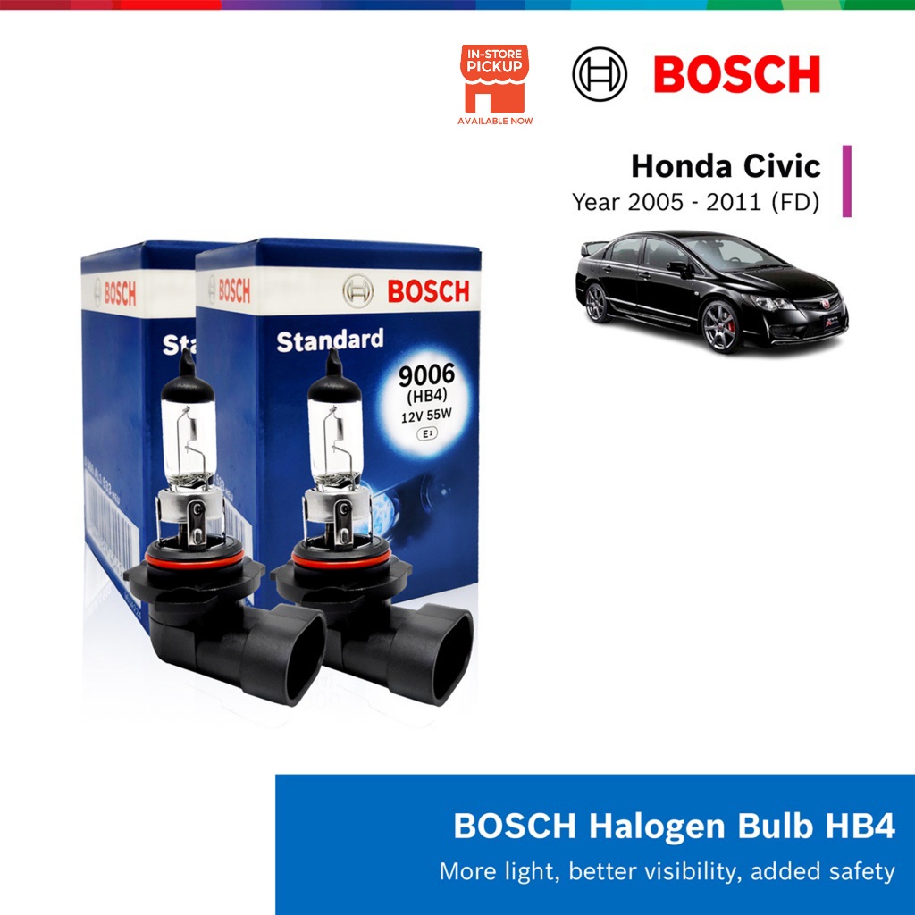 Bosch HB4 Halogen Headlight Bulb (55W) set of 2 for Honda Civic FD ...