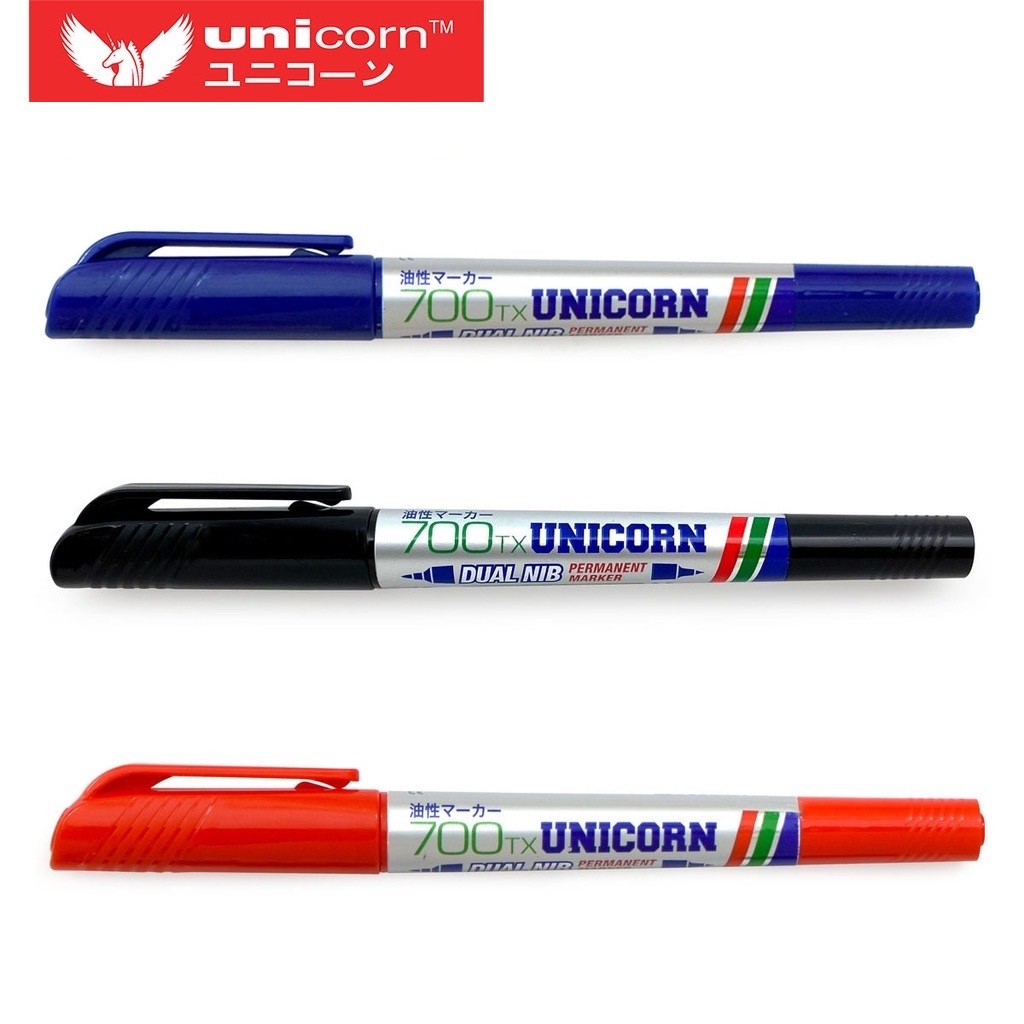 Unicorn Dual Nib Permanent Marker UM-700TX (Black / Blue / Red ...