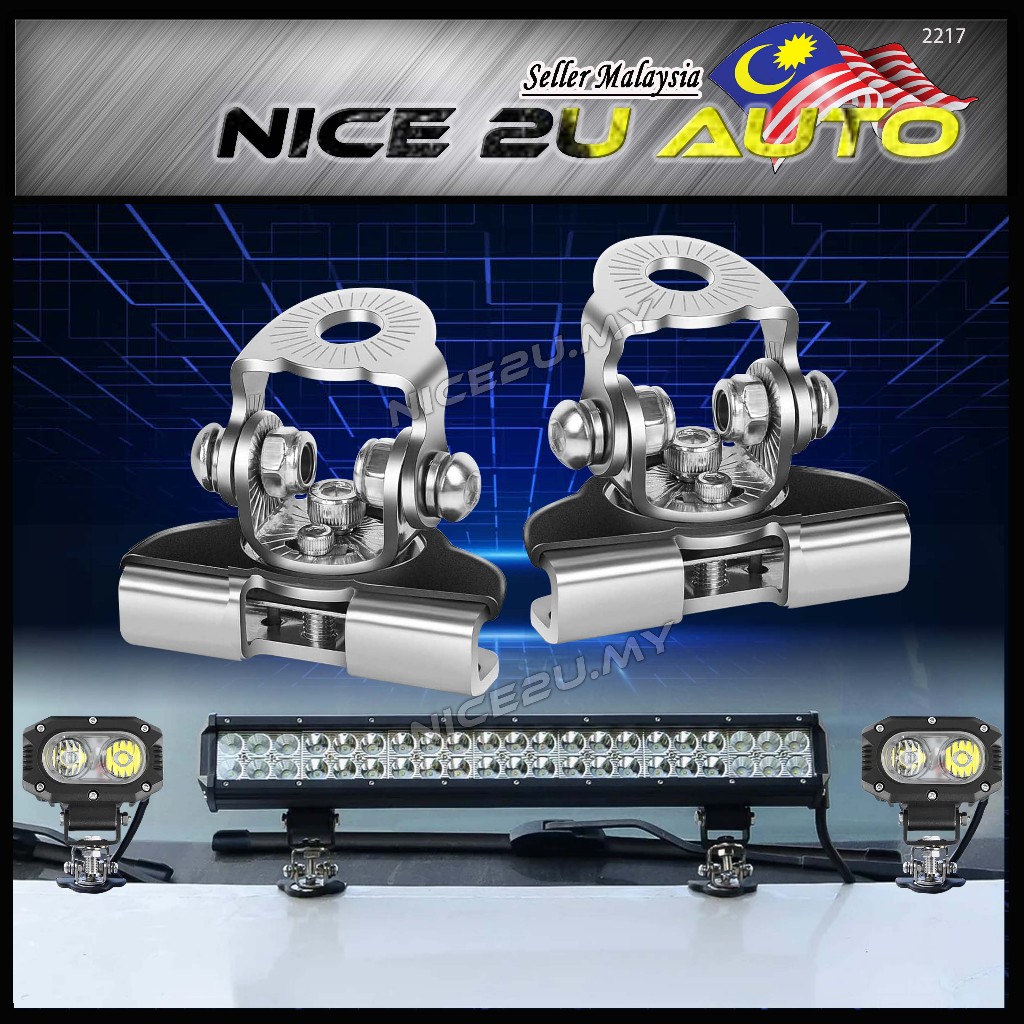 Light Bar Holder Stainless Steel Pillar Hood Mount Bracket Car LED Work ...