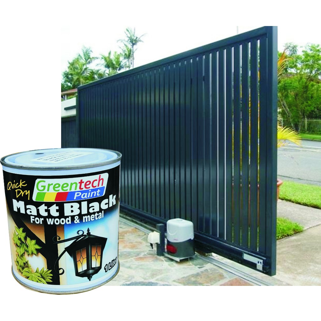 1L ( MATT BLACK ) GREENTECH Brand Metal Paint Matt Black Cat Besi Hitam ...