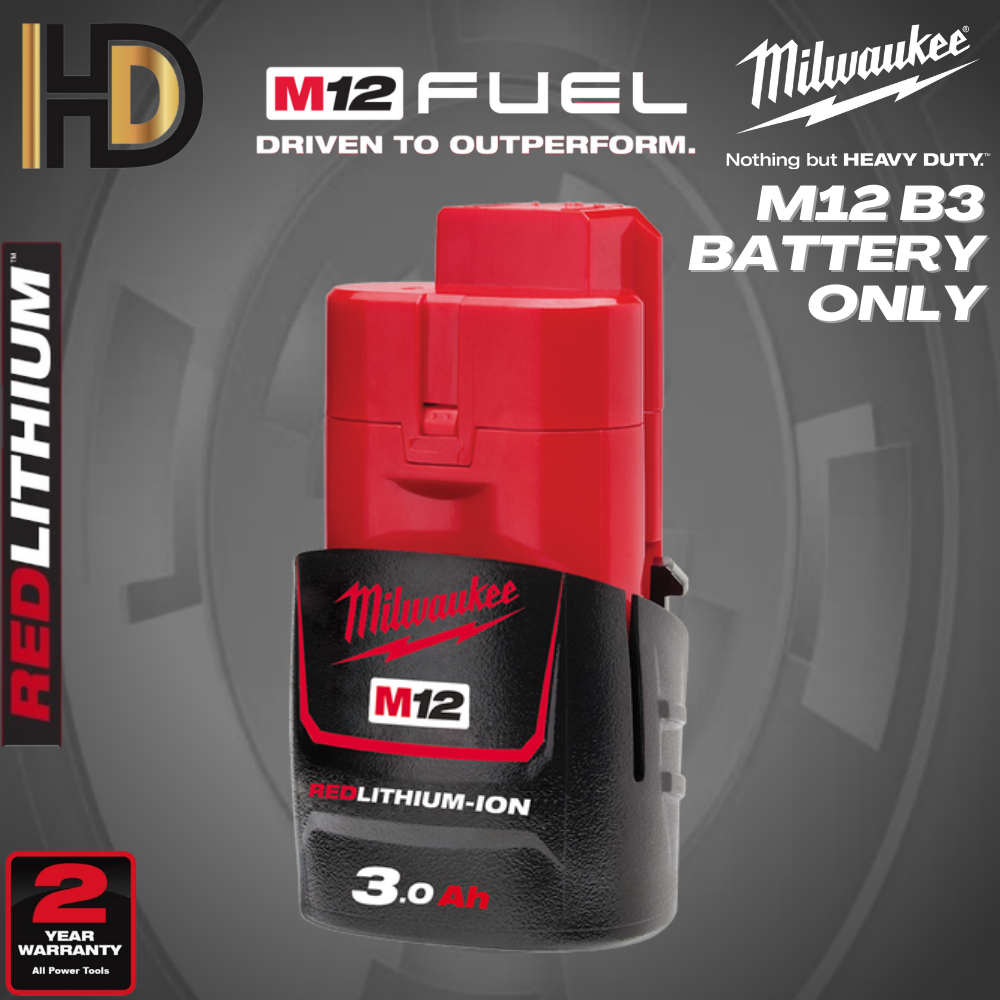 Milwaukee M12 3.0AH Battery / Milwaukee Red Lithium Battery / 2 Year ...