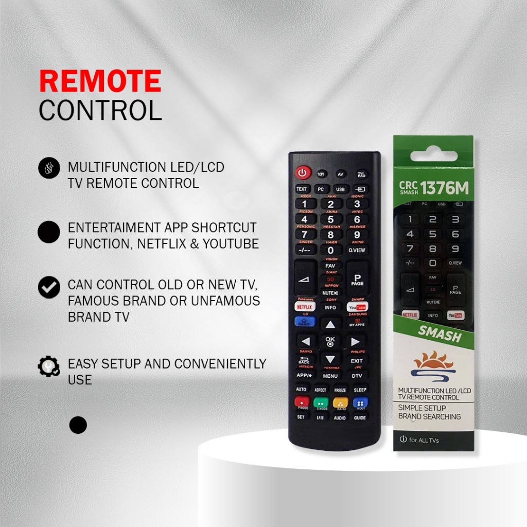 [READY STOCK IN MALAYSIA] Universal TV/LED/LCD Remote Control CRC1376M ...