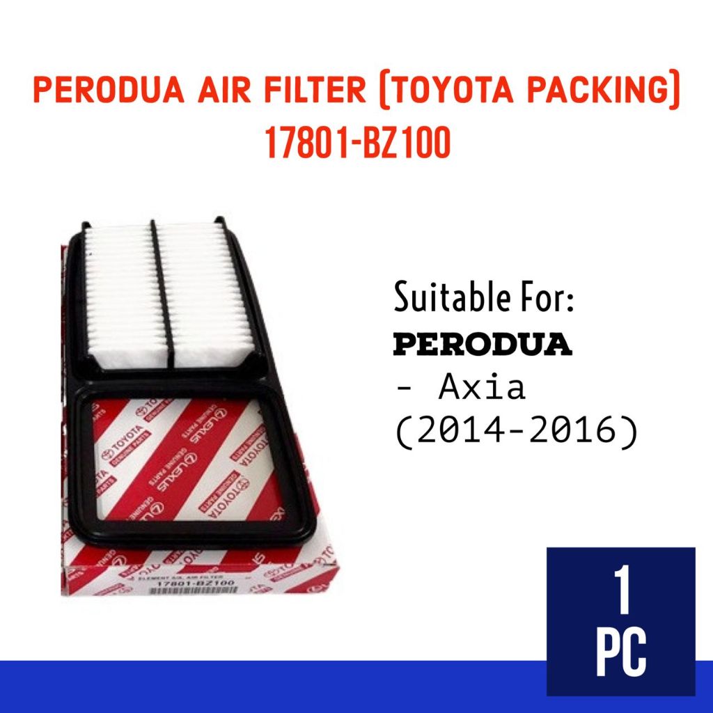 【100% ORIGINAL】17801-BZ100 PENAPIS UDARA ENJIN - PERODUA AXIA 2014-2016 ...