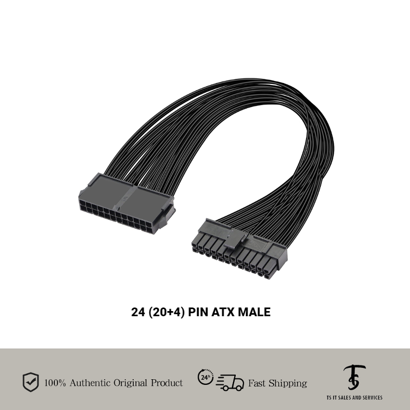 ATX 24Pin Motherboard Power Extension Cable Internal PC PSU ATX 20+4Pin ...