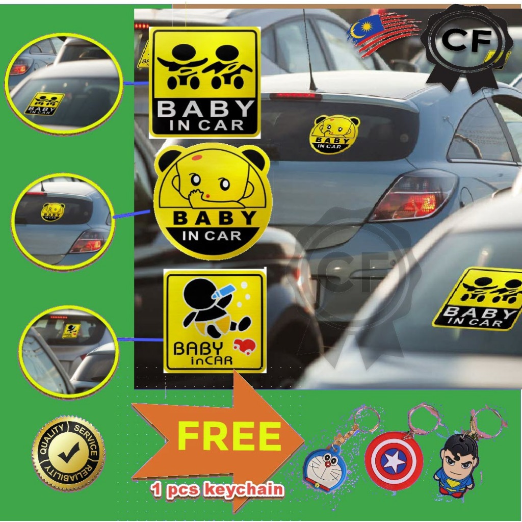 🚗CAR STICKER Baby In Car👩‍👩‍👦Baby on Board👪 Safety Sign Warning sign ...