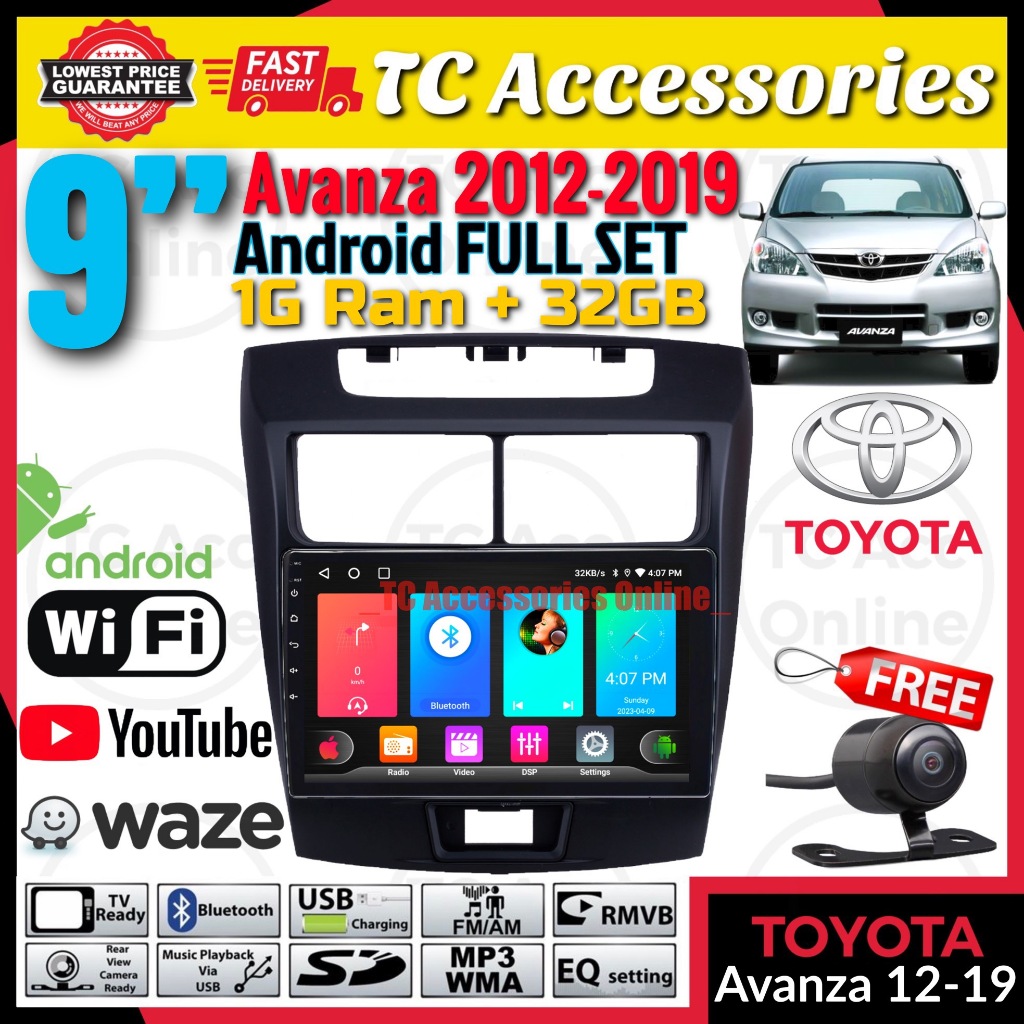(Toyota Avanza 2012-2019) 9" Android 2-DIN Car Player IPS Screen 2GB ...