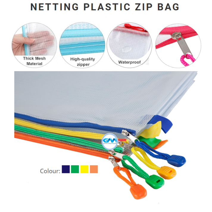 Netting Zipper Bag A3, A4 size | Zipper Document Bag | Transparent ...