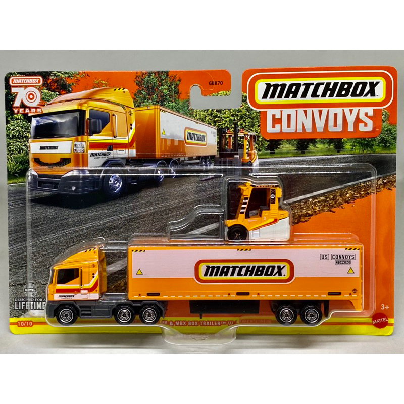 MBX Matchbox Convoys CABOVER BOX TRAILER POWER LIFT Orange Stock Lorry ...