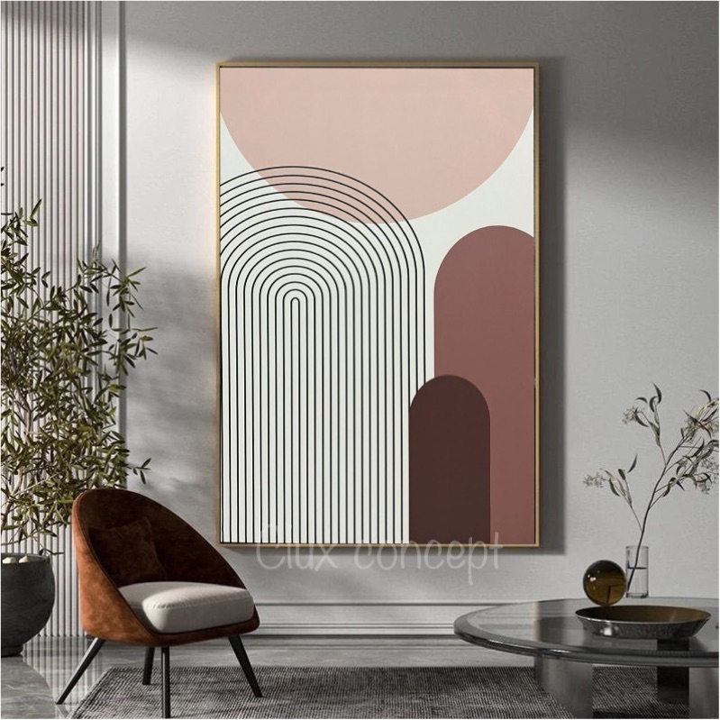 (with framed) Modern minimalist abstract Morandi geometric abstract ...