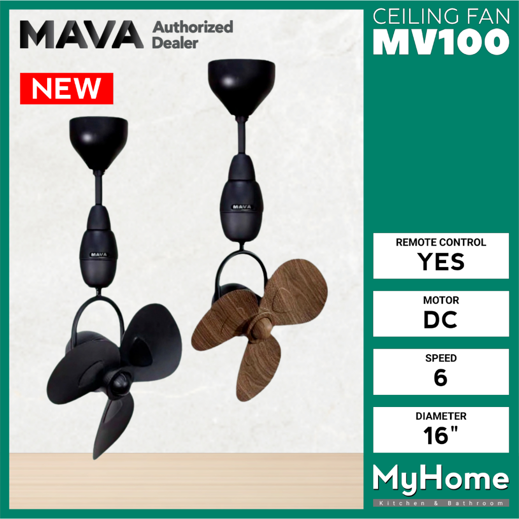 MAVA MV100 16" 6 Speed DC Motor Ceiling/Wall Fan With Remote Control ...