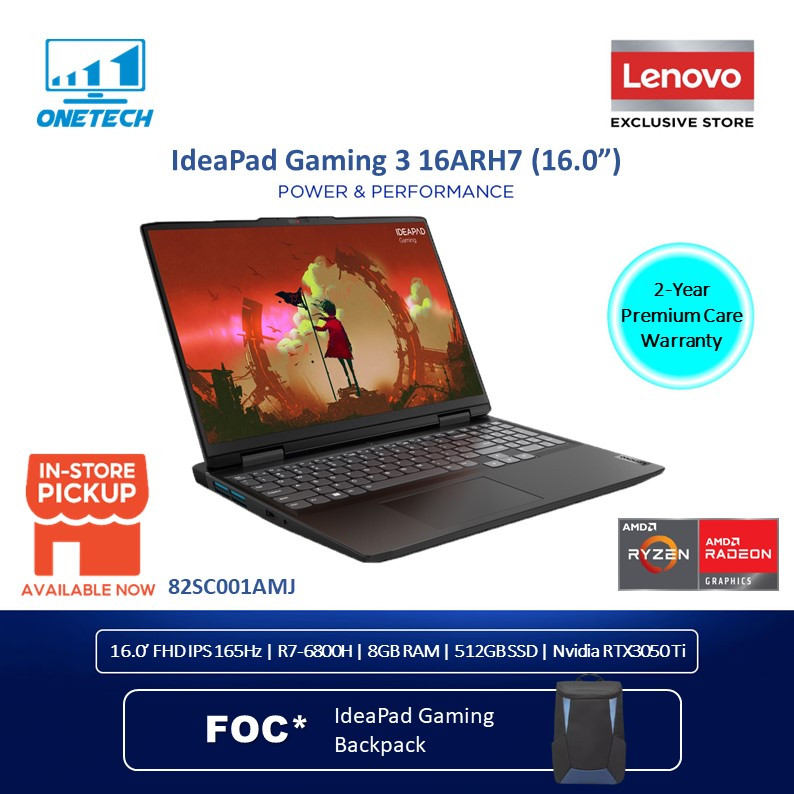 Lenovo IdeaPad Gaming 3 16ARH7 82SC001AMJ (R7-6800H/8G/512G/16' QHD ...