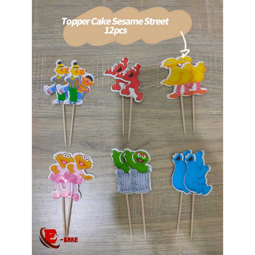 CAKE CARTOON TOPPER ONE SET 12 PCS |SESAME STREET| PCT577 | Shopee Malaysia