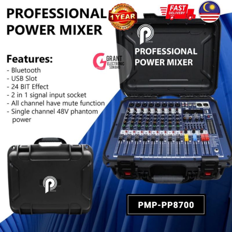 PRONIC Ampaudio Professional Power Mixer PMP-PP8700 8 Channel High ...