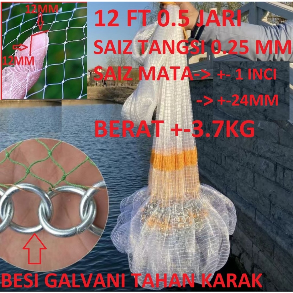 Fish Net Jala Tangsi/NYLON Rampat Ikan Jala Udang Rantai ready stock ...