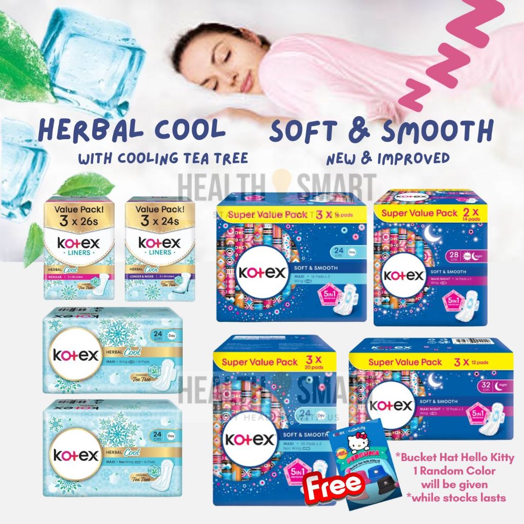 Kotex Herbal Cool Tea Tree Maxi/ Kotex Soft & Smooth | Shopee Malaysia
