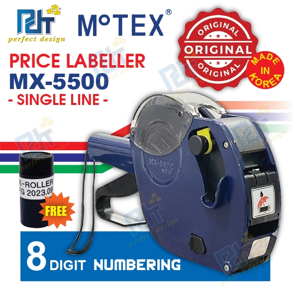 ORIGINAL MOTEX MX 5500 HAND LABELLER/SINGLE LINE/8 DIGIT NUMBERING# ...