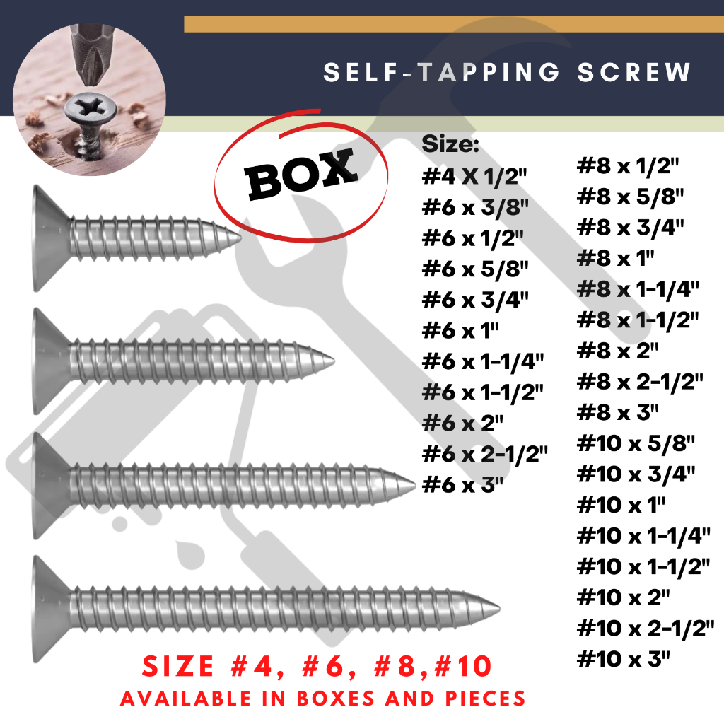 [Box] MK CSK Head Tapping Screw | Flat Head Screw | Wallplug Screw ...