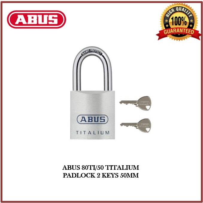 ABUS 80TI/50 TITALIUM PADLOCK 2 KEYS 50MM | Shopee Malaysia
