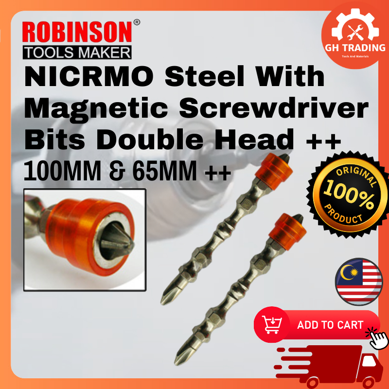 ROBINSON Nicrom Steel With Magnetic Screwdriver Bits Double PH2 Plus ...