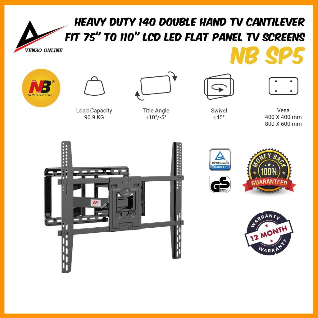 NB North Bayou SP5 Double Arms Heavy Duty TV Cantilever Mount Fit Most ...