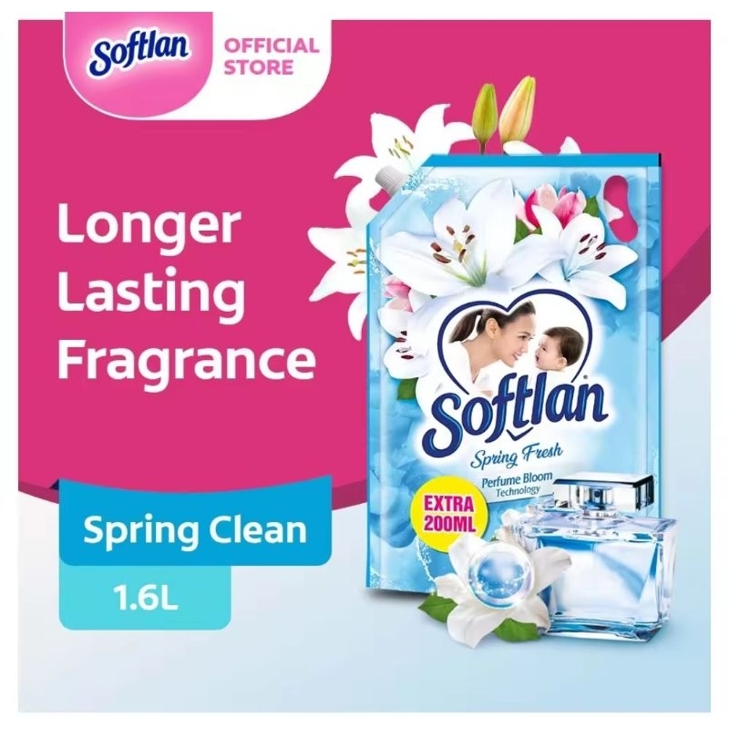 Softlan Anti Wrinkle Spring Clean （Blue） Fabric Softener 1.6L Refill ...