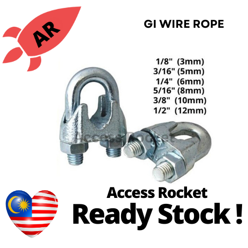 [Access Rocket] Galvanized (GI) Wire Rope Clip / Wire Rope Clamp (1/8 ...