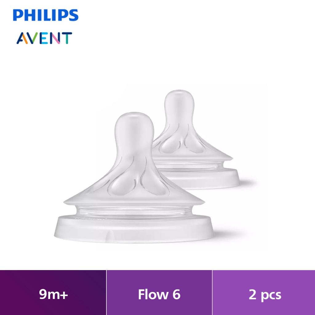 [New] Philips Avent Natural Response Nipple Baby Teat 9m+ (Flow 6 x 2 ...