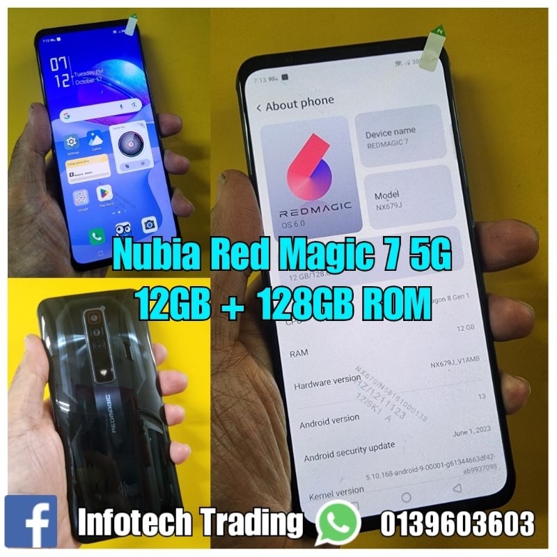 Premium Used Malaysia Set Nubia Red Magic 7 5G | Snapdragon 8Gen1 | 12GB RAM | 128GB ROM | Built ...