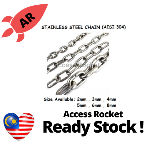 [Access Rocket] 1 Meter Stainless Steel Chain (AISI 304)/ Chain Link ...