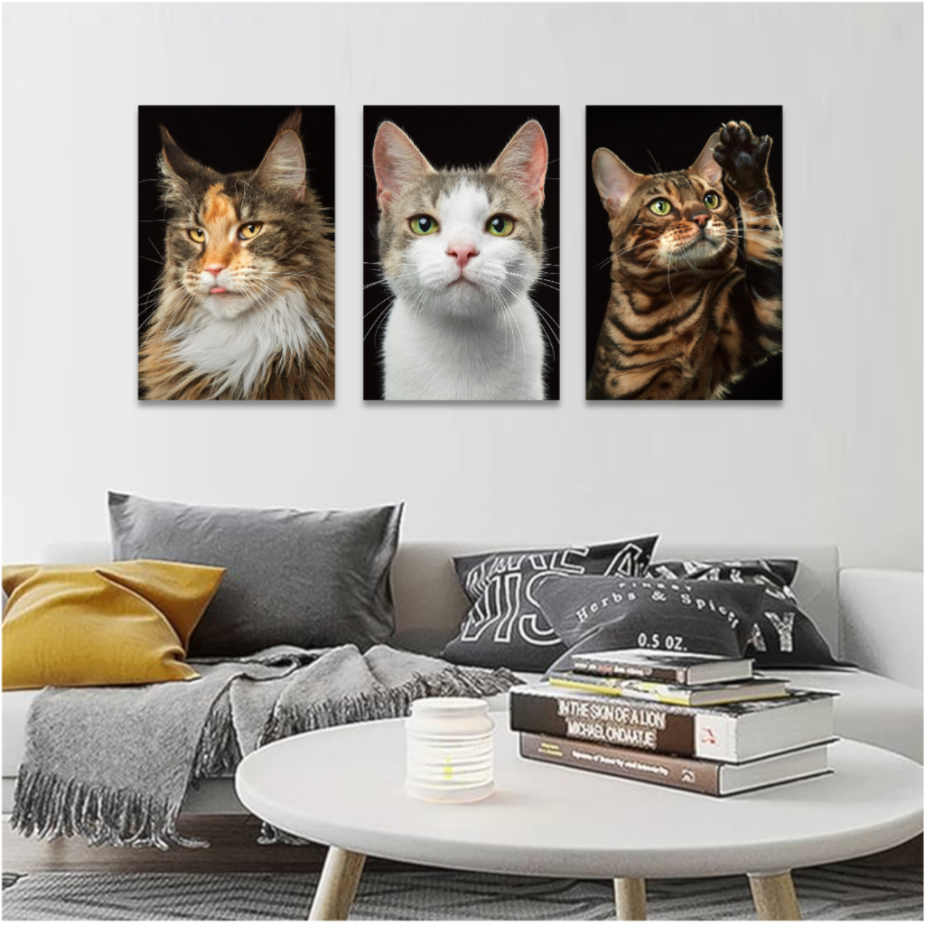 Cat Painting with Frame Canvas Painting Poster Kucing Cute Cat ...