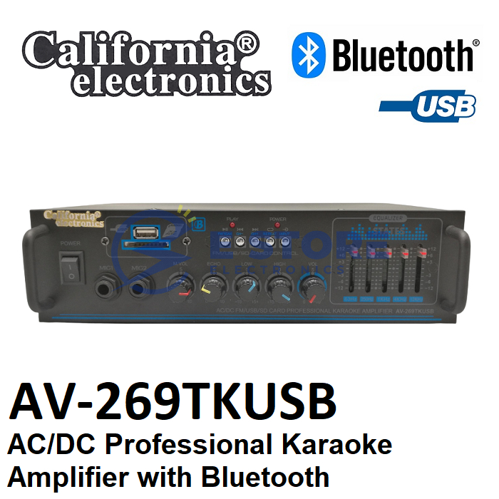 California Electronics AV-269TKUSB AC/DC Pro. Karaoke Amplifier with ...