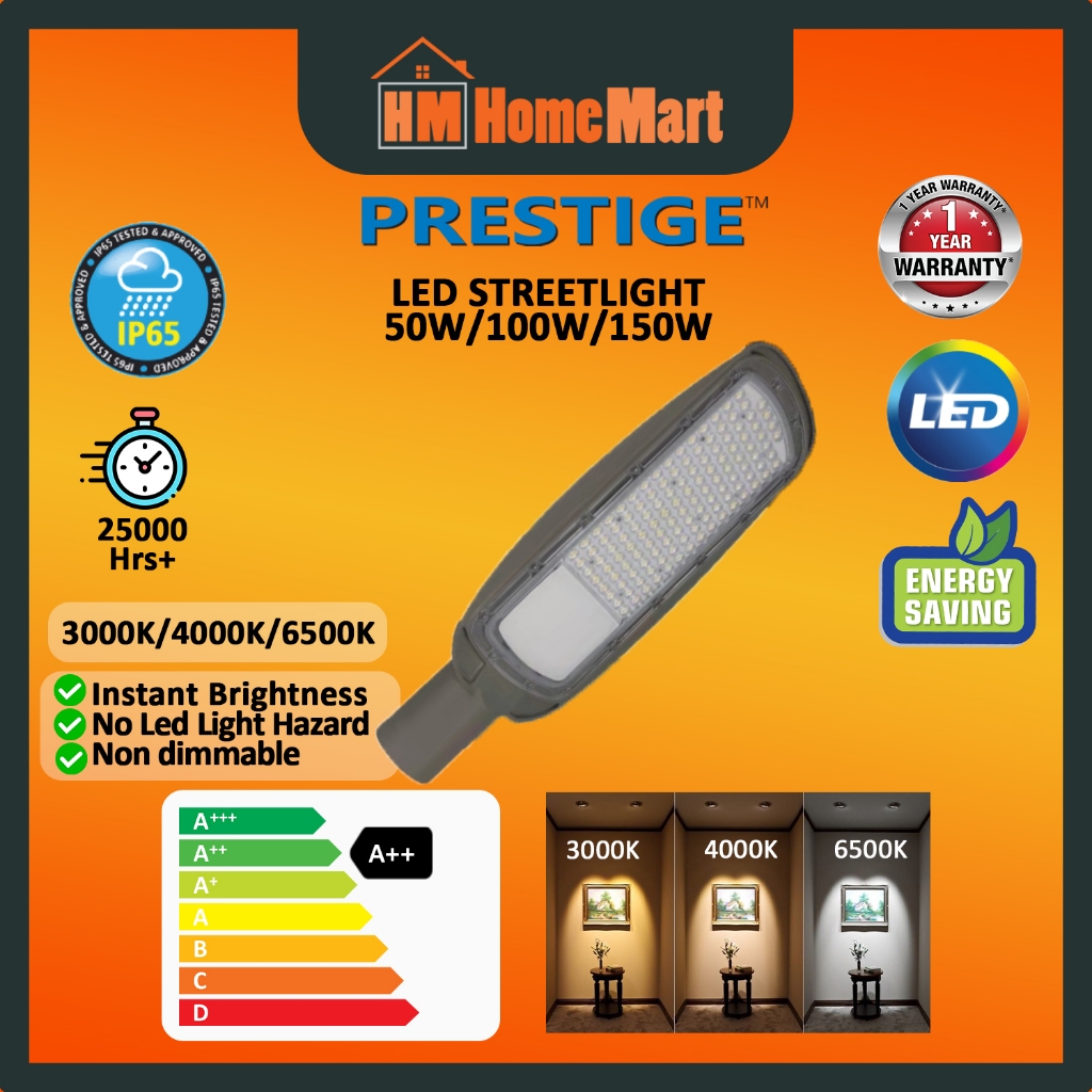 PRESTIGE LED Street Light IP65 50W / 100W / 150W (3000K/4000K/6500K) (1 ...