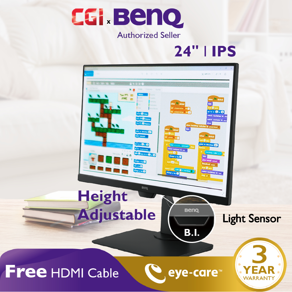 BenQ 24" GW2480T FHD Eye Care Pivot IPS Monitor for Study | Shopee Malaysia