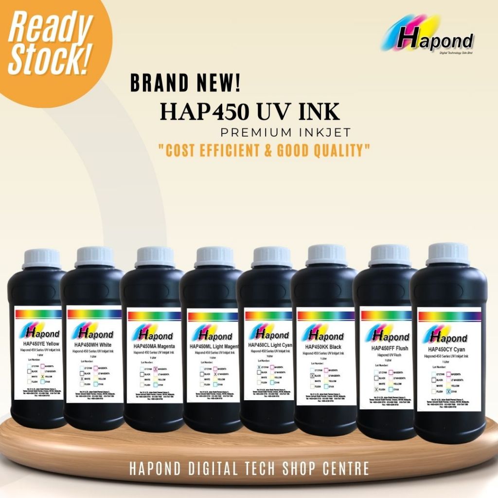 READY STOCK INK!!! Hapond HAP450 UV INK (KONICA/Ricoh/Spectra) | Shopee ...