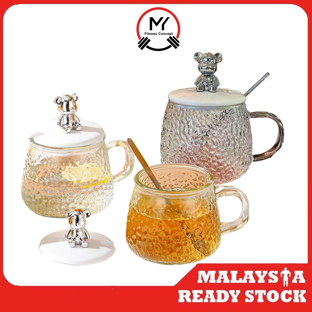 MY Fitness Beruang Comel Moden Cawan Kaca Ringkas Ins Style Bear Glass ...
