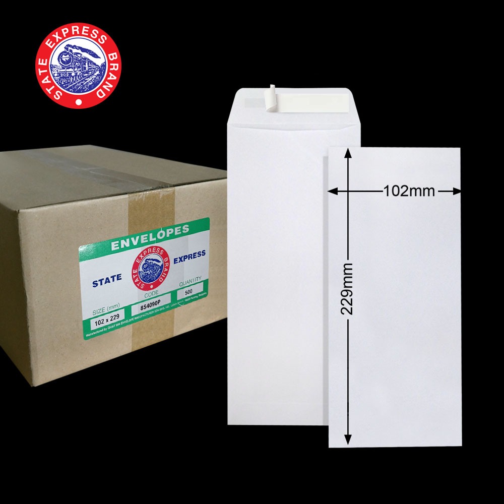 State Express 80gm - **102x229mm White Peel & Seal Pocket Envelope ...
