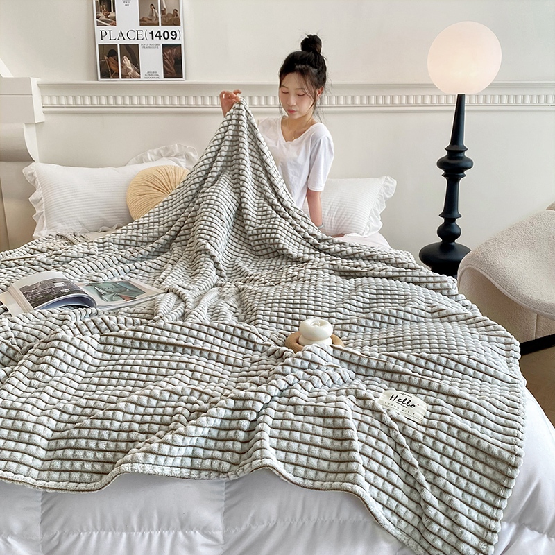 Super King Selimut Flannel Velvet Plush Throw Blanket Sofa Office Silky ...