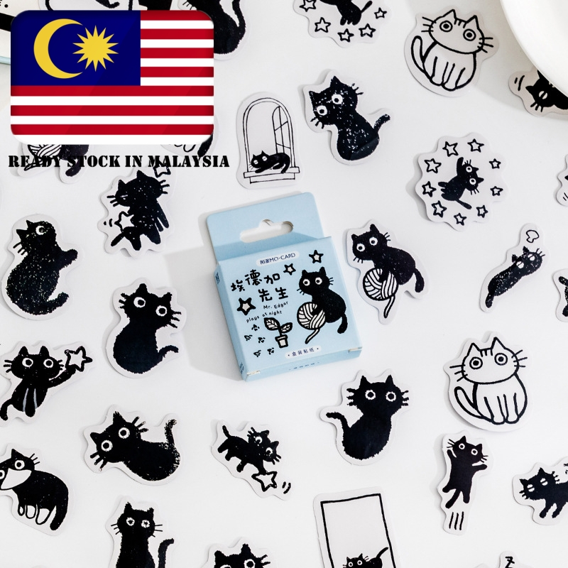 Mini Box Series Mr. Edgar Plays At Night Cute Black Kitty Cat Deco ...