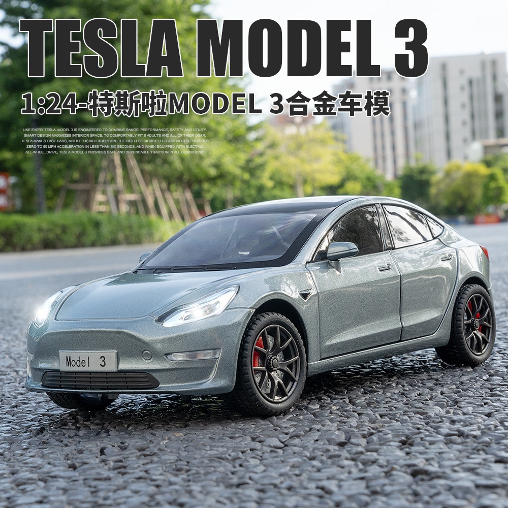 1:24 Tesla Model 3 EV Electric Vehicle Car Model Diecast Toy Car ...