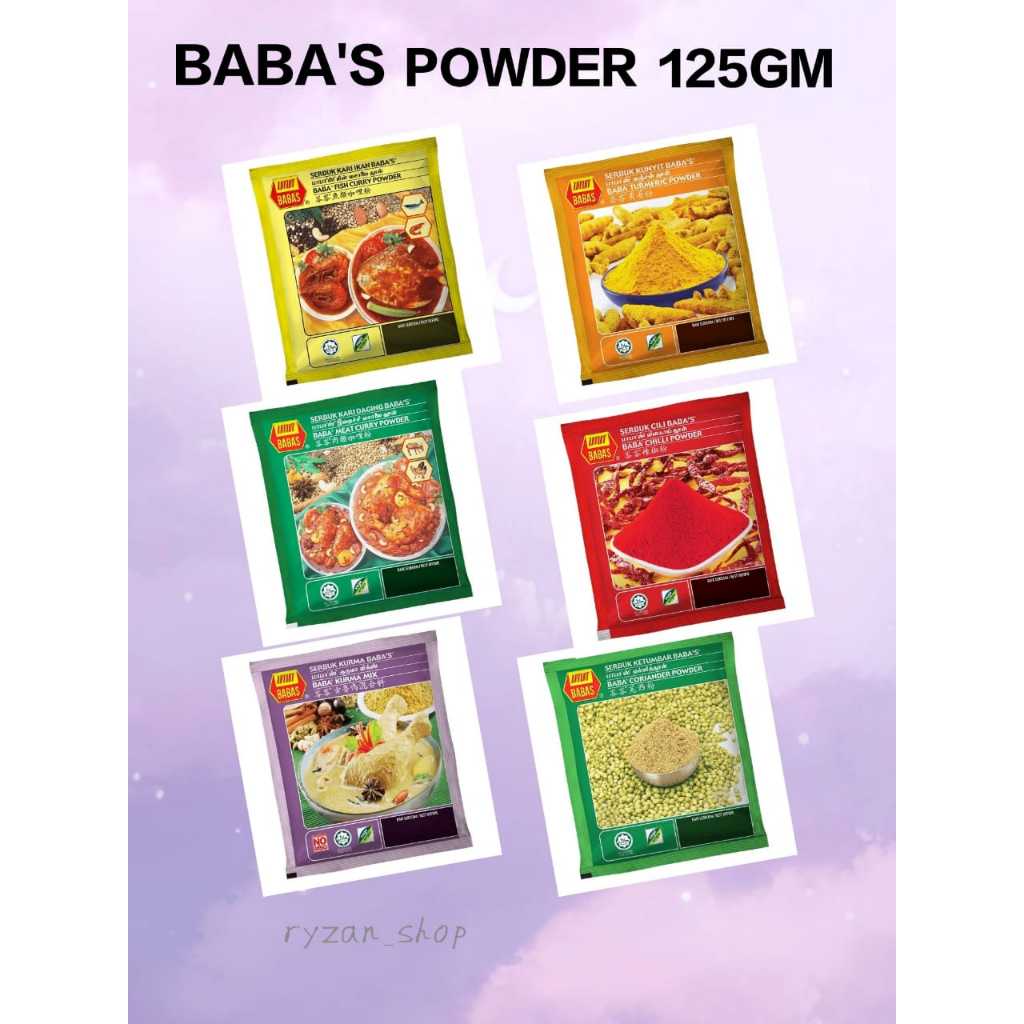 BABA'S Serbuk/Powder[125GM] (Serbuk Kunyit/Serbuk Ketumbar/Serbuk Cili ...