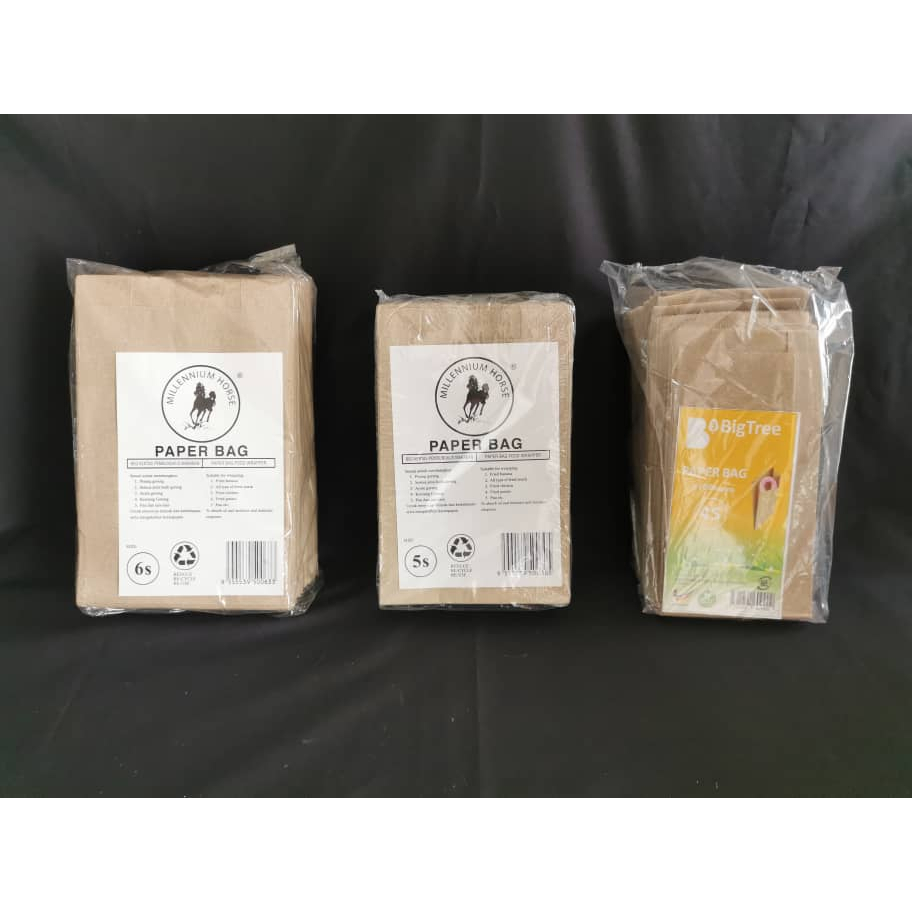 Paper Bag 4s / 5s / 6s - Brown Food Grade - Disposable Paper Bag / Beg ...
