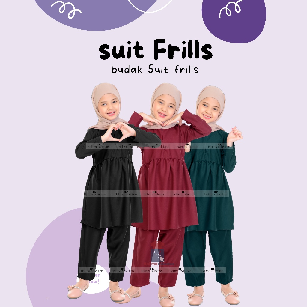 SUIT FRILLS BUDAK BAJU COMO CREPE | Shopee Malaysia