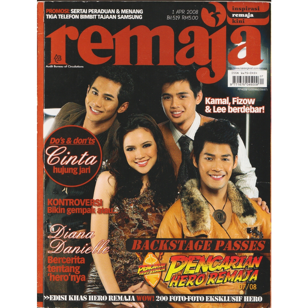 MAJALAH REMAJA APRIL 2008 BIL 519 ( FIZO OMAR , KAMAL ADLI , DIANA ...