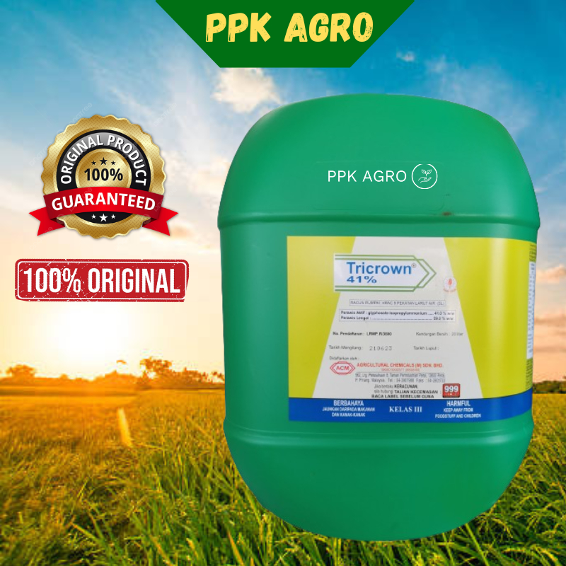 20L Tricrown 41% ACM Racun Rumpai / Racun Rumput Lambat Mati/ Racun ...
