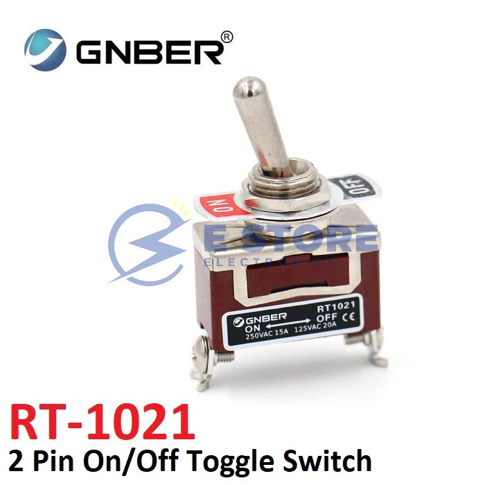 GNBER RT-1021 Toggle Switch SPST ON/OFF 2 Position AC 15A/250V 20A/125V 2 Screw Terminals ...