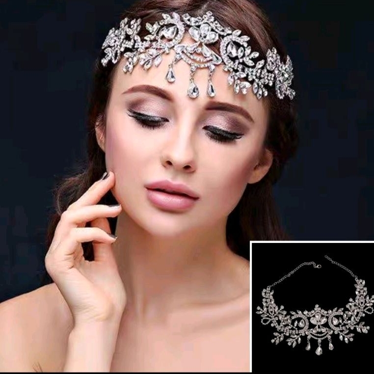 🇲🇾 KL READY STOCK Bridal Beauty Rhinestone Headdress Crystal Tassel ...