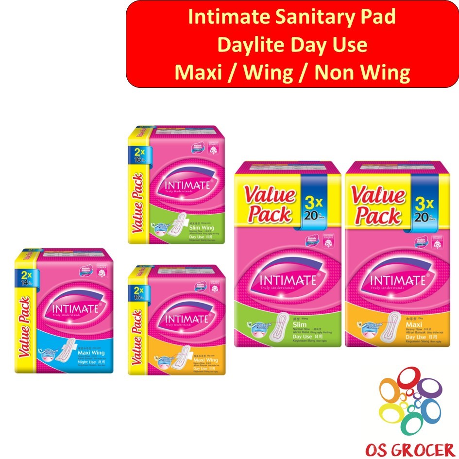 💥 Intimate Daylite Day / Night Use Sanitery Pad Maxi / Wing / Non Wing ...